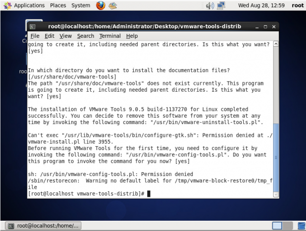 sh: /usr/bin/vmware-config-tools.pl: Permission denied VMware Tools ...