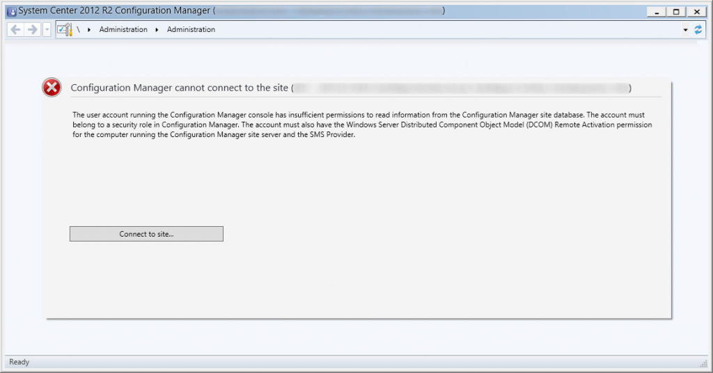 System Center 2012 R2 The User Account Running The Configuration Manager Console Has