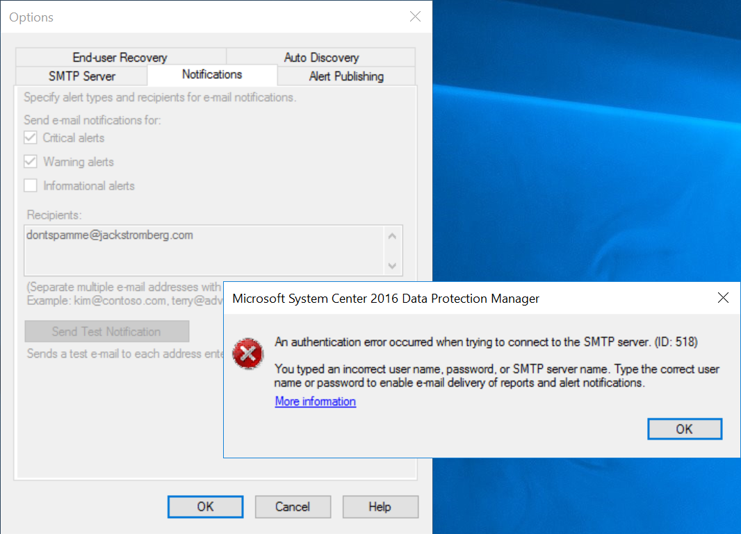 DPM 2016 - Anonymous / Open Relay for SMTP Notifications - Jack Stromberg