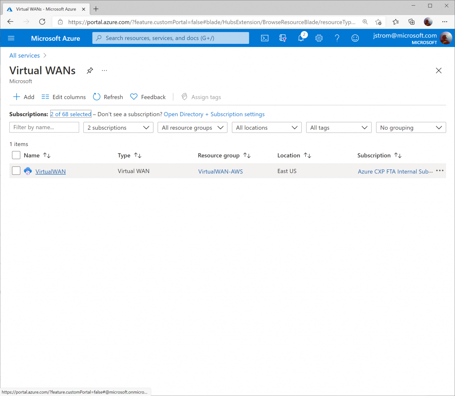 Establishing an AWS VPN Tunnel to Azure Virtual WAN; Active/Active BPG ...