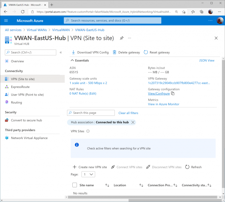 Establishing a GCP VPN Tunnel to Azure Virtual WAN; Active/Active BPG ...