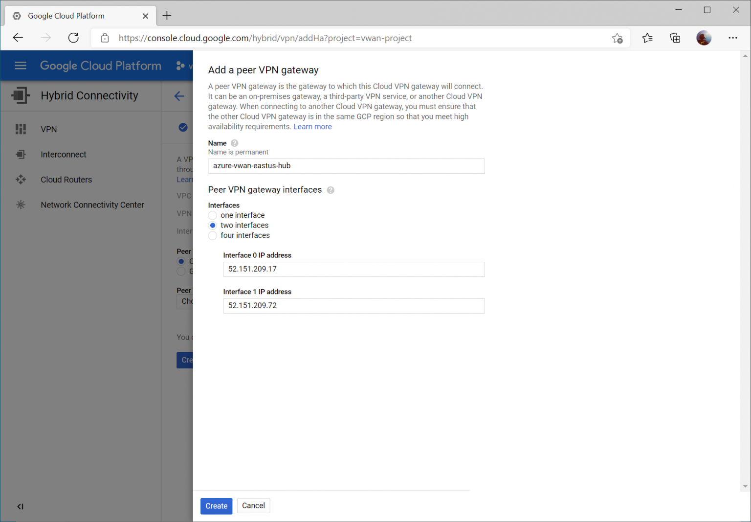 Establishing a GCP VPN Tunnel to Azure Virtual WAN; Active/Active BPG Configuration - Jack Stromberg