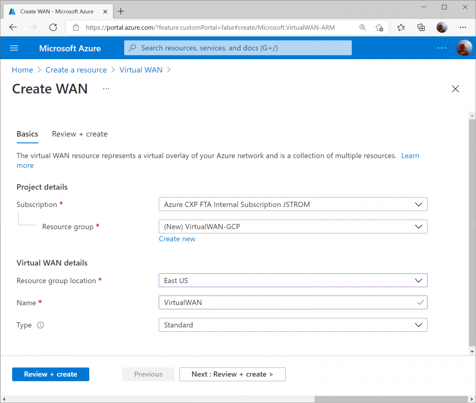 Establishing a GCP VPN Tunnel to Azure Virtual WAN; Active/Active BPG ...