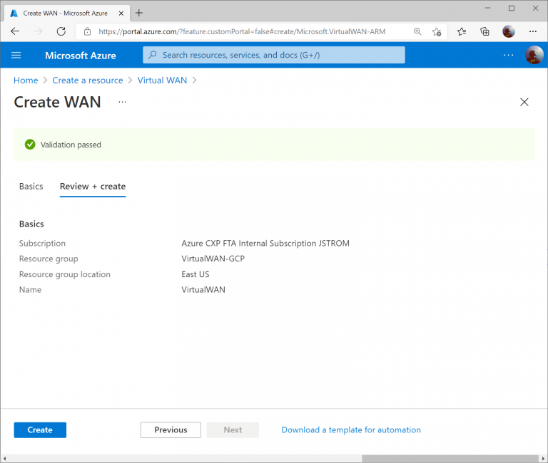 Establishing a GCP VPN Tunnel to Azure Virtual WAN; Active/Active BPG ...